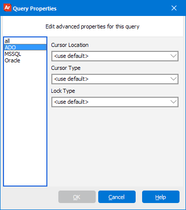 Edit Query Properties