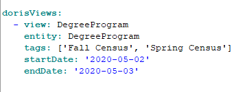 DORIS Snapshot Definition Examples